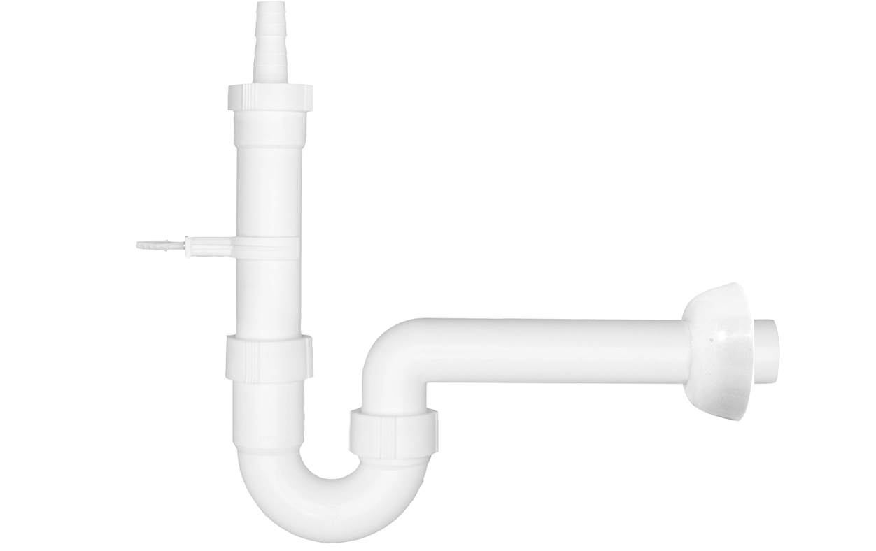 Tubular trap, white PP, with rosette - Adolf Schmidt Metallwaren- und ...