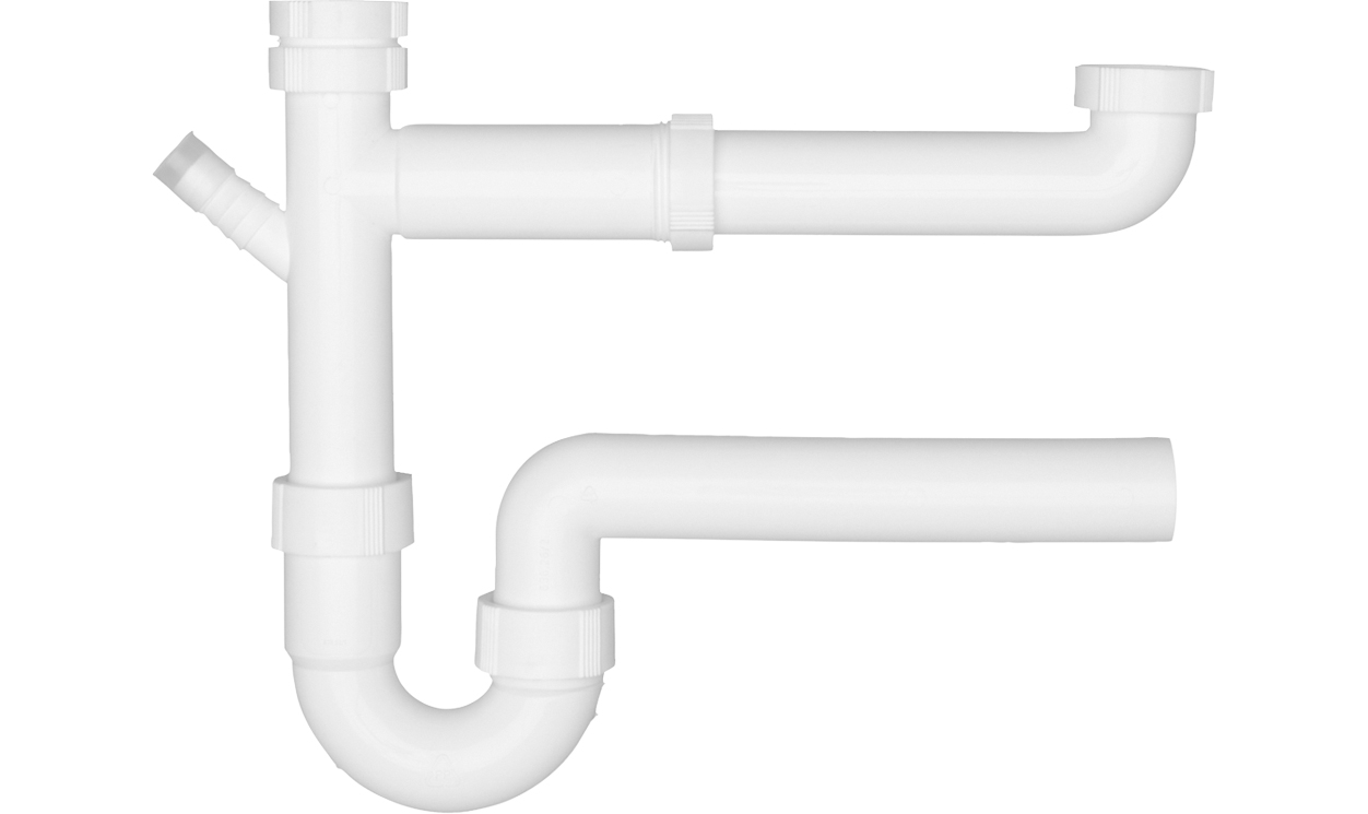 PP white double sink tubular trap - Adolf Schmidt Metallwaren- und ...