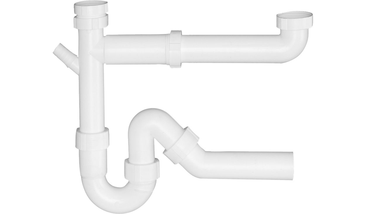 PP white double sink tubular trap - Adolf Schmidt Metallwaren- und ...