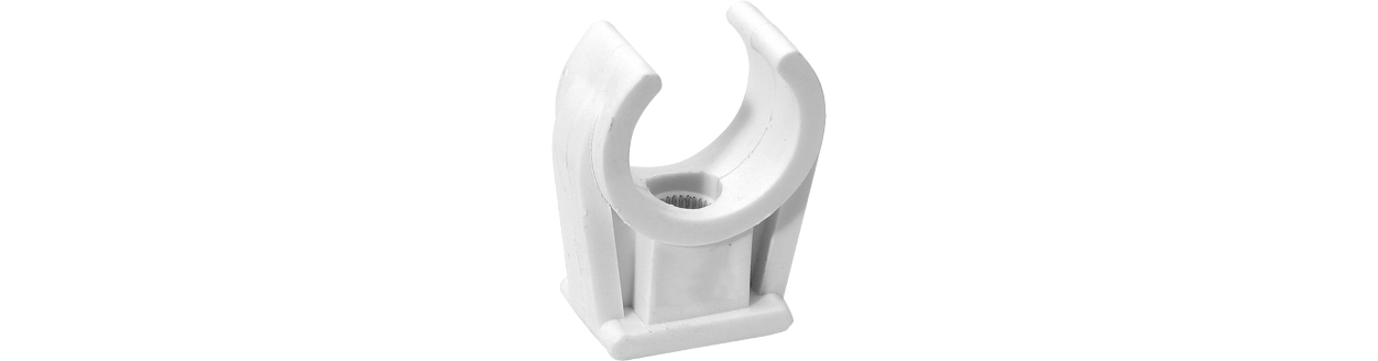 Single pipe clip, PP white, max. 45°C - Adolf Schmidt Metallwaren- und ...